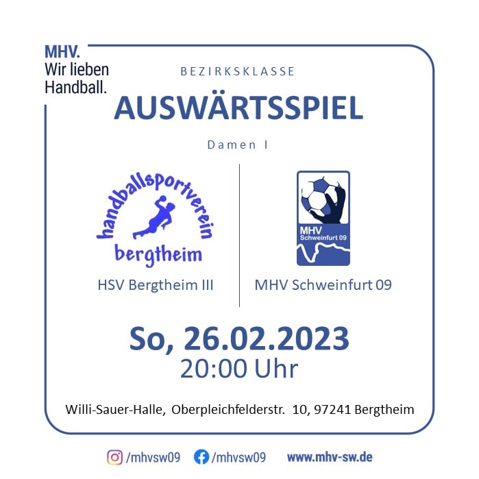 Vorbericht Damen I – BZK – HSV Bergtheim III vs. MHV Schweinfurt 09 am ...