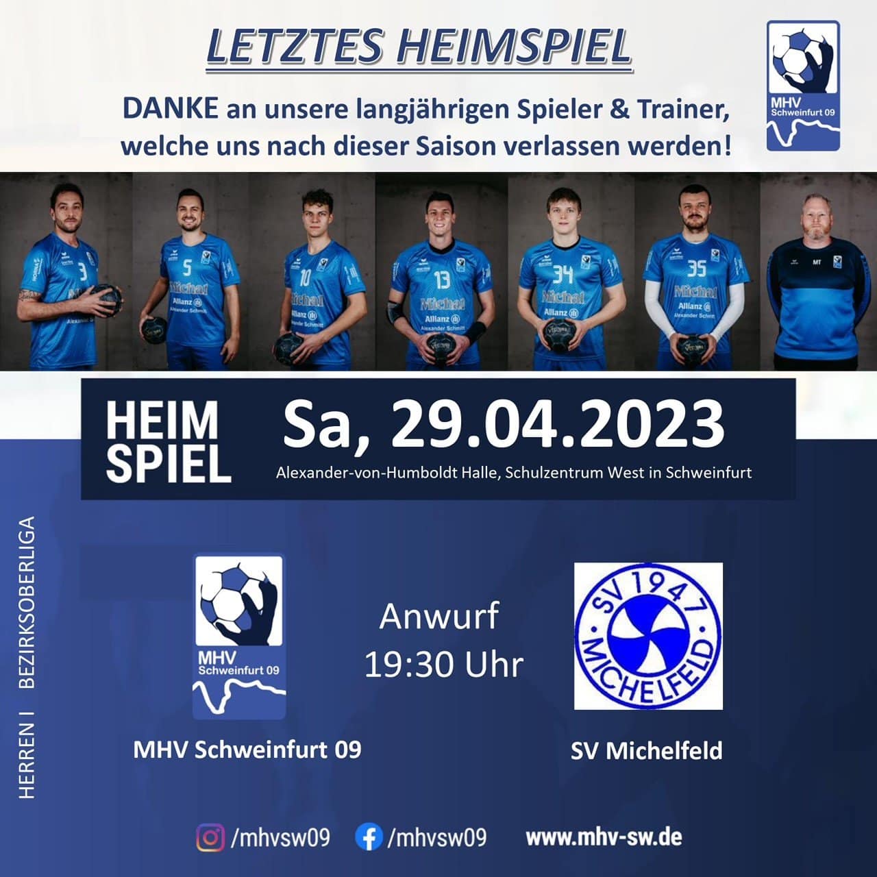 DANKE JUNGS! – Verabschiedung von sieben Spielern & unserem Coach - MHV Schweinfurt 09 e.V.